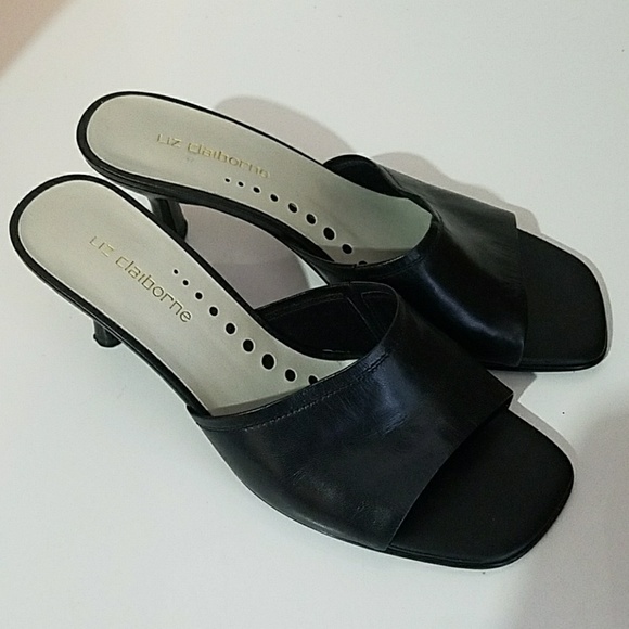Liz Claiborne | Shoes | Liz Claiborne Black Leather Sandals | Poshmark